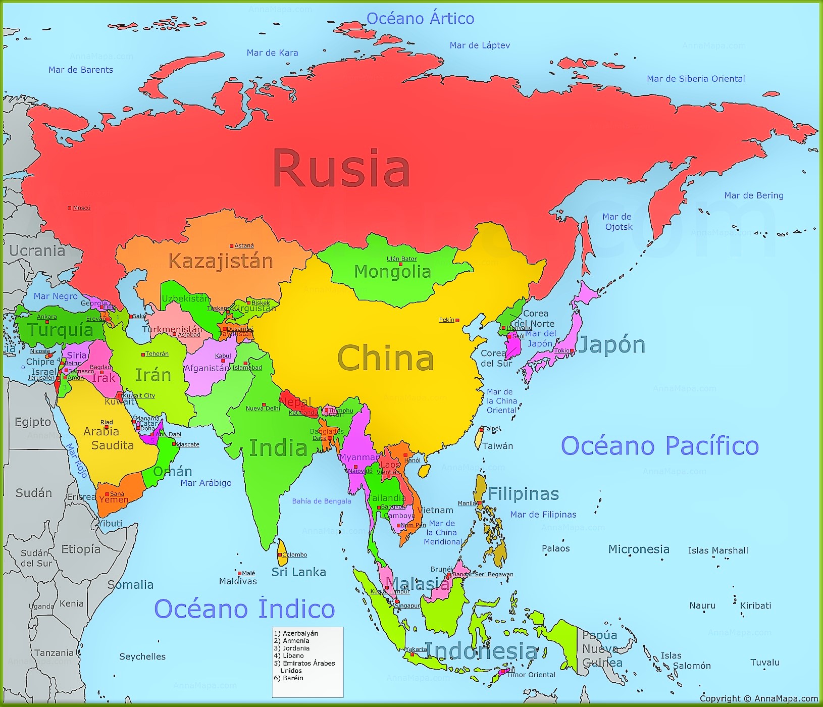 Mapa De Asia Para Imprimir Con Pa ses